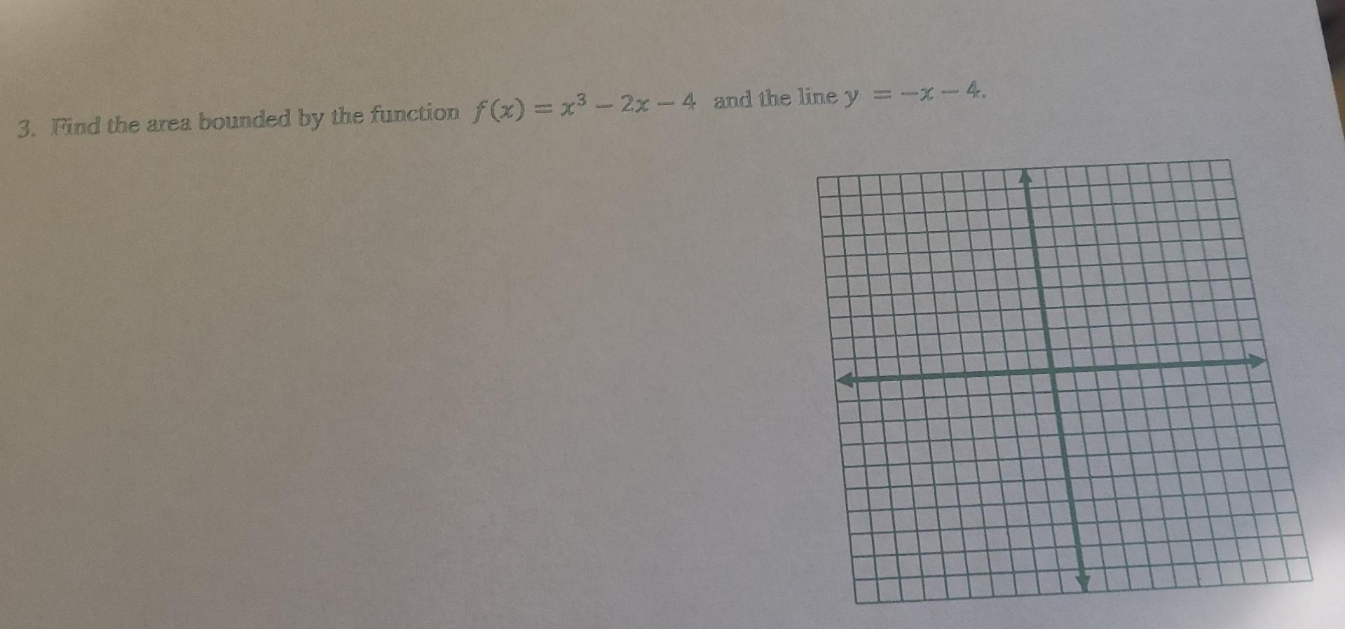 Solved 3. Find the area bounded by the function f(x)=x3−2x−4 | Chegg.com