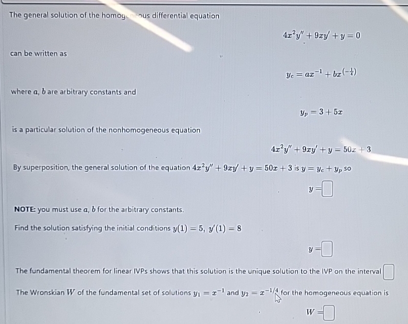 Solved The general solution of the homog eous differential | Chegg.com