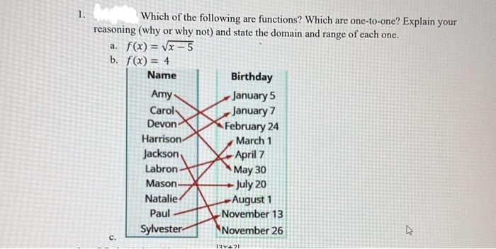 Solved 1. Which of the following are functions? Which are | Chegg.com