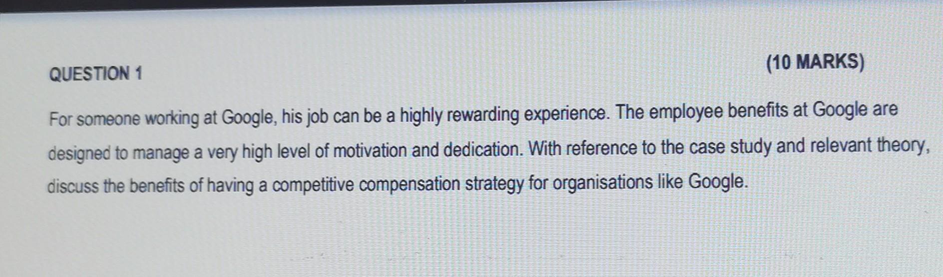 Solved For someone working at Google, his job can be a | Chegg.com