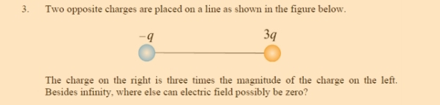 Solved Two opposite charges are placed on a line as shown in | Chegg.com