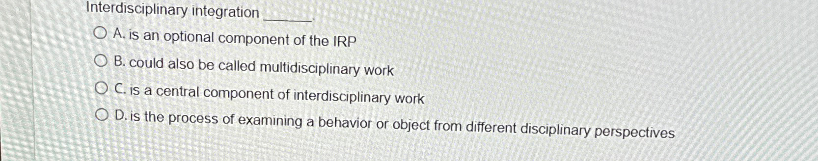 Solved Interdisciplinary integrationA. ﻿is an optional | Chegg.com
