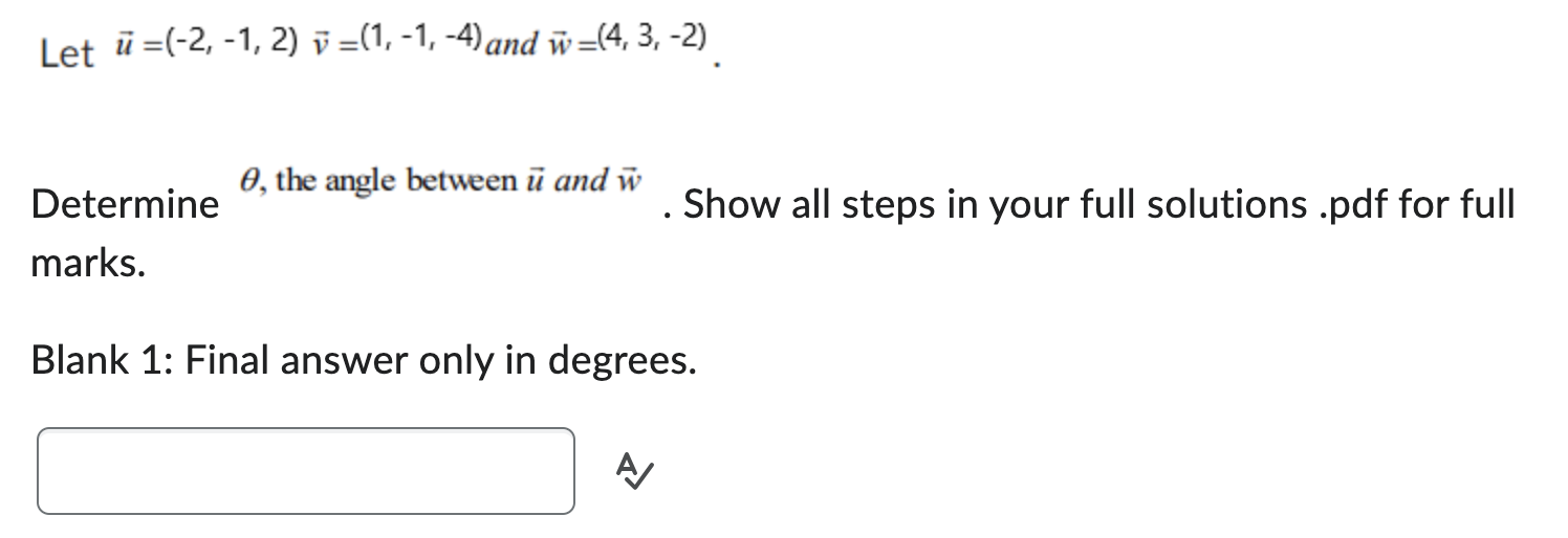 Solved Let vec(u)=(-2,-1,2)vec(v)=(1,-1,-4) ﻿and | Chegg.com