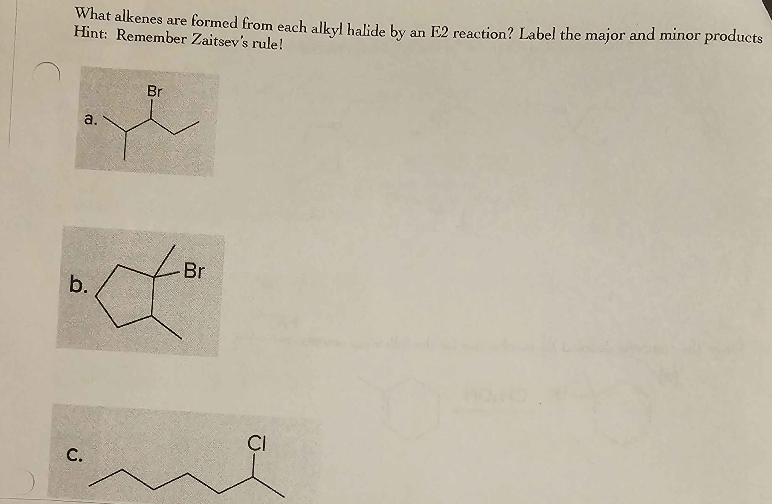Solved What alkenes are formed from each alkyl halide by an | Chegg.com