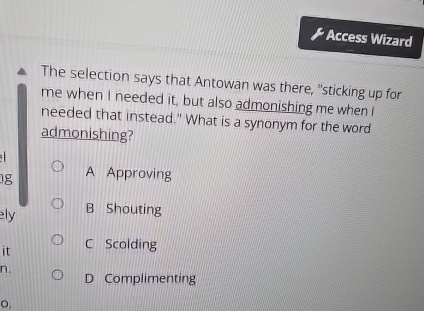 Solved The selection says that Antowan was there, "sticking | Chegg.com