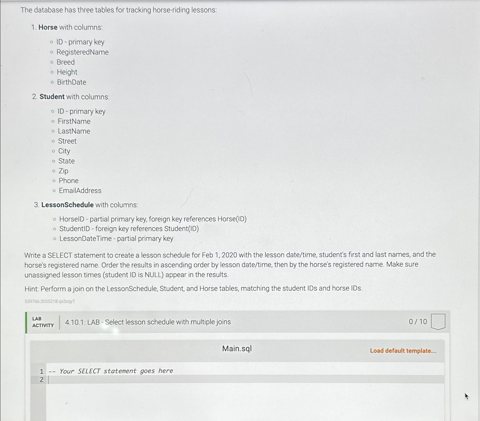 Solved The database has three tables for tracking | Chegg.com
