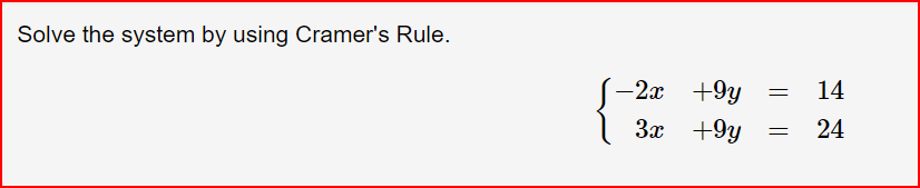 Solved Solve the system by using Cramer's | Chegg.com