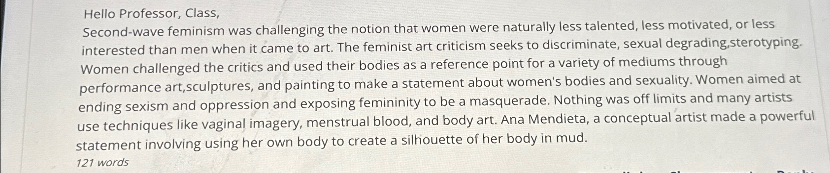 Hello Professor, Class,Second-wave feminism was | Chegg.com