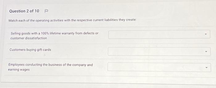 Solved Question 2 of 10 Match each of the operating | Chegg.com