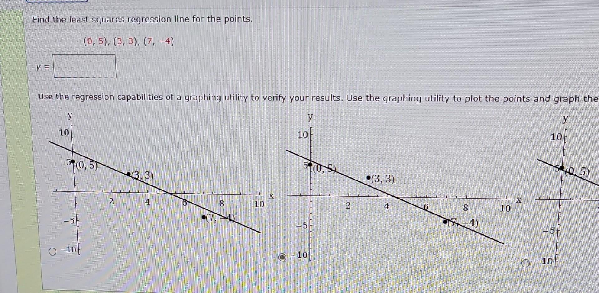 Solved Find the least squares regression line for the | Chegg.com