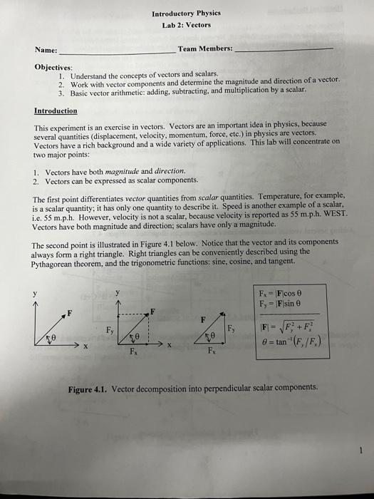 Solved Objectives: 1. Understand the concepts of vectors and | Chegg.com