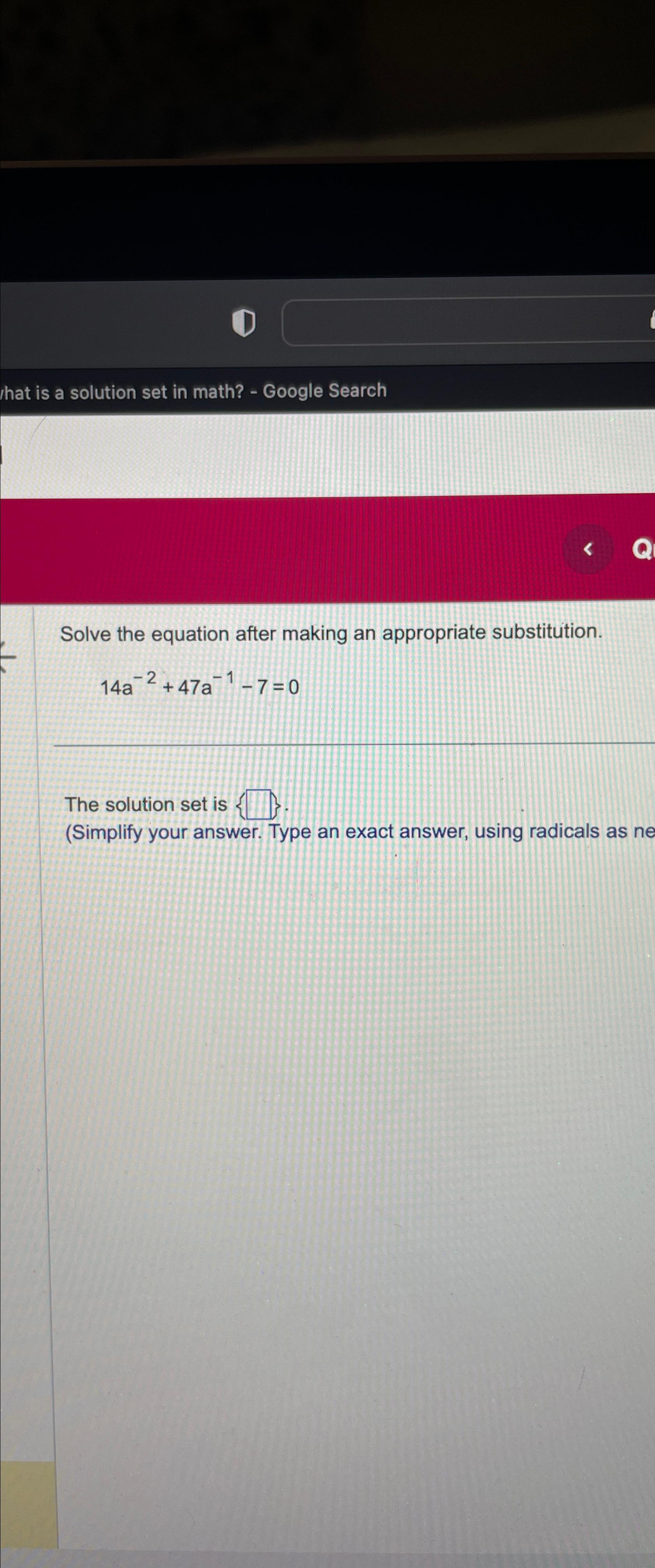 Solved hat is a solution set in math? - ﻿Google SearchSolve | Chegg.com
