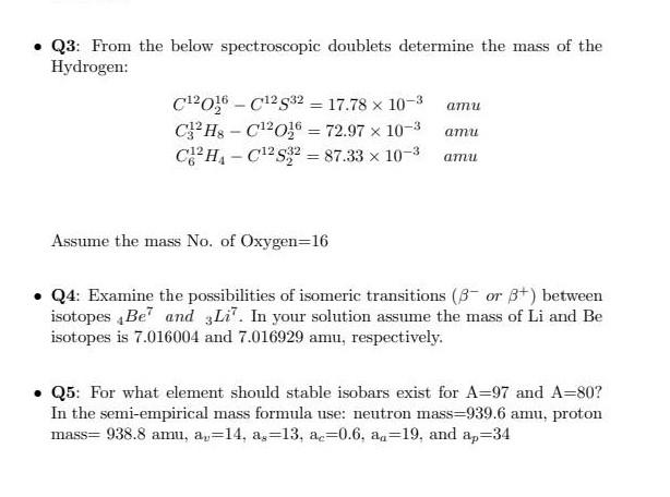Solved Q3: From the below spectroscopic doublets determine | Chegg.com