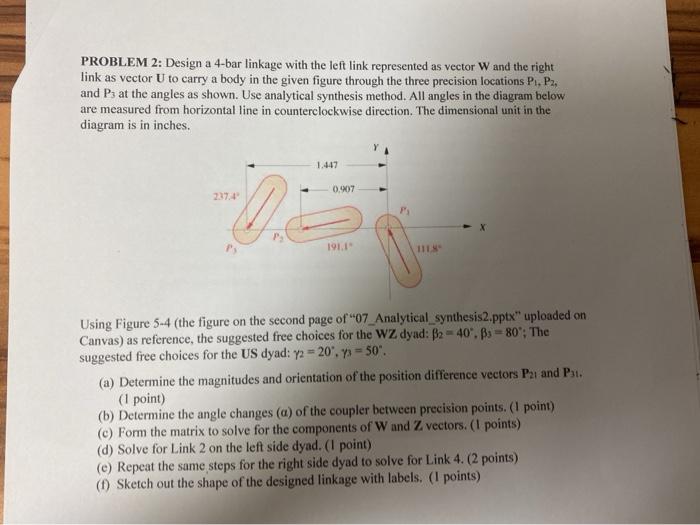 Solved PROBLEM 2: Design a 4-bar linkage with the left link | Chegg.com
