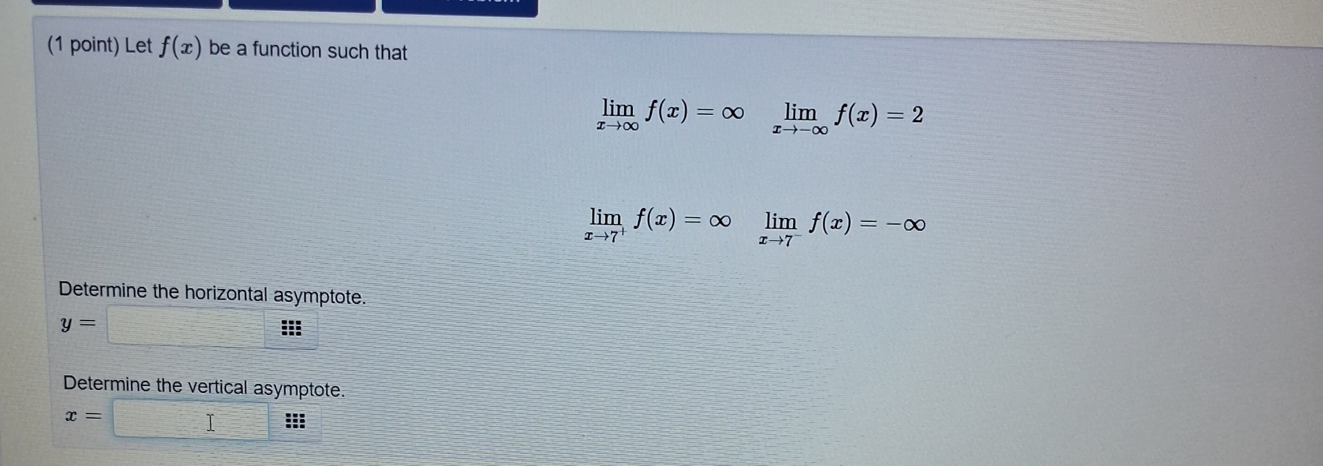 Solved (1 ﻿point) ﻿Let f(x) ﻿be a function such | Chegg.com