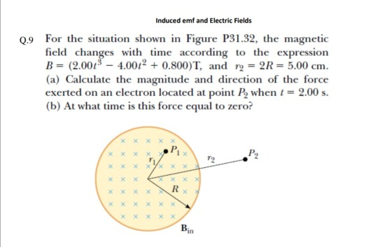 Solved Induced emf and Electric Fields Q.9 For the situation | Chegg.com