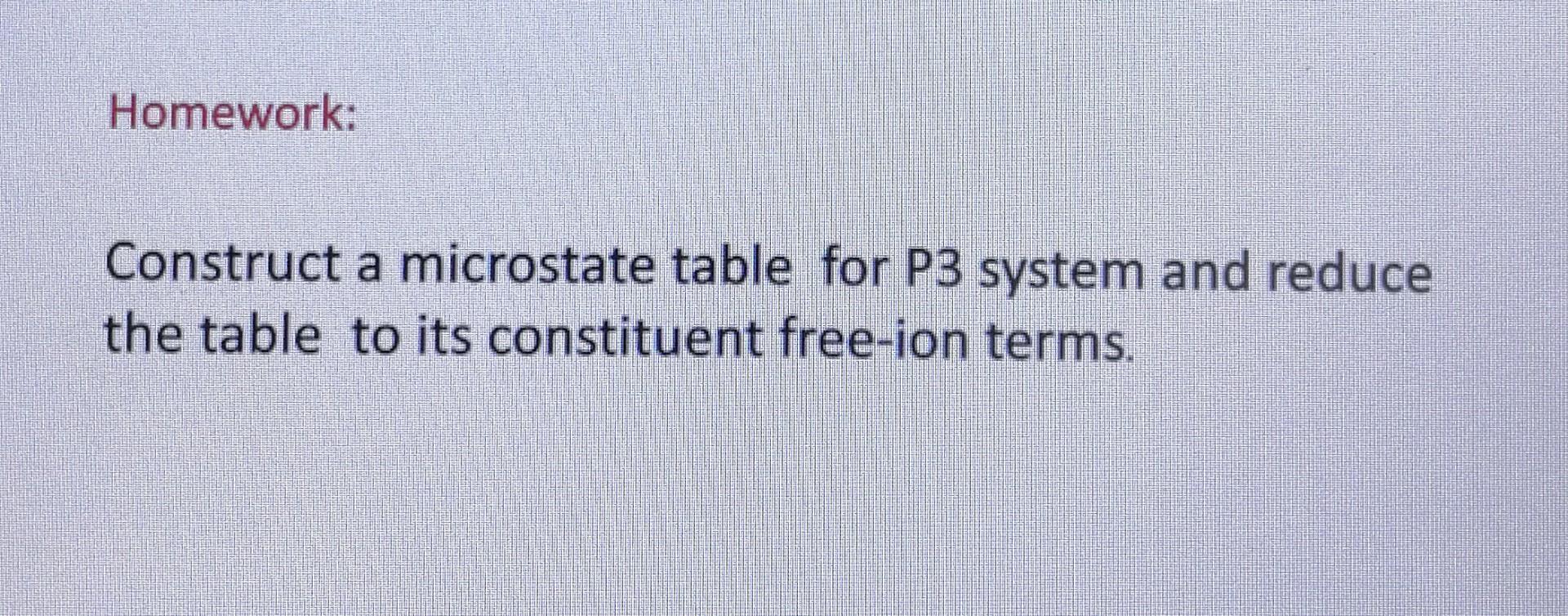 Solved Homework: Construct a microstate table for P3 system | Chegg.com
