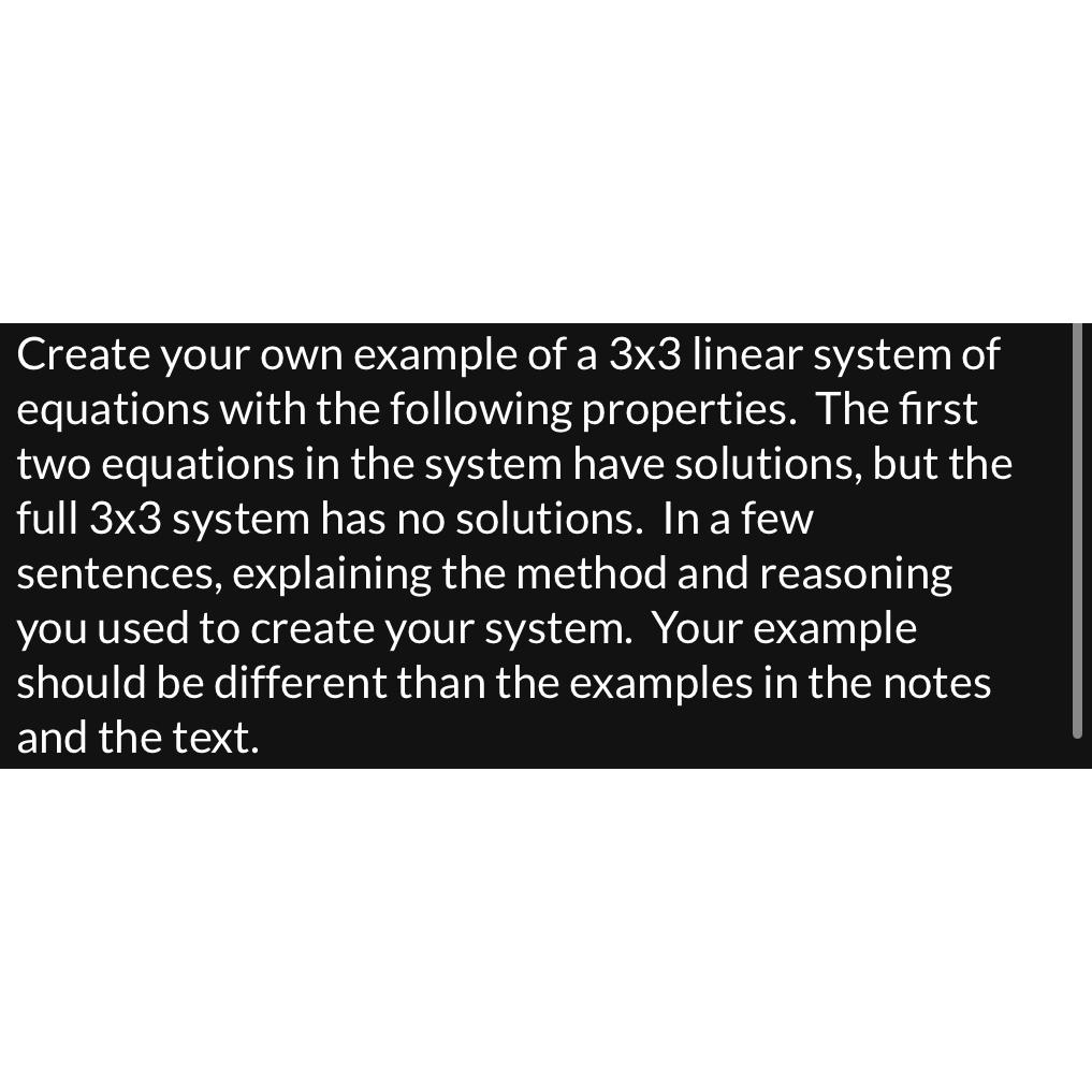 Solved Create your own example of a 3\\\\times 3 linear | Chegg.com