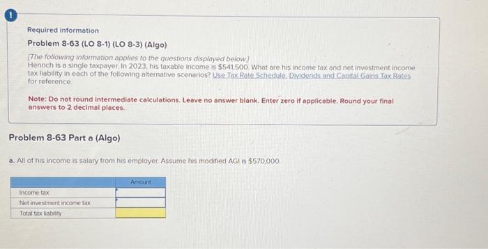 Solved Required information Problem 8.63 (LO 8-1) (LO 8-3) | Chegg.com