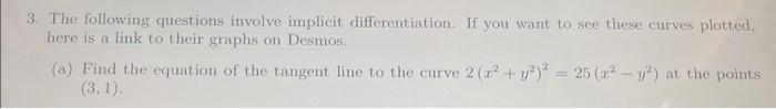 Solved 3. The following questions involve implicit | Chegg.com