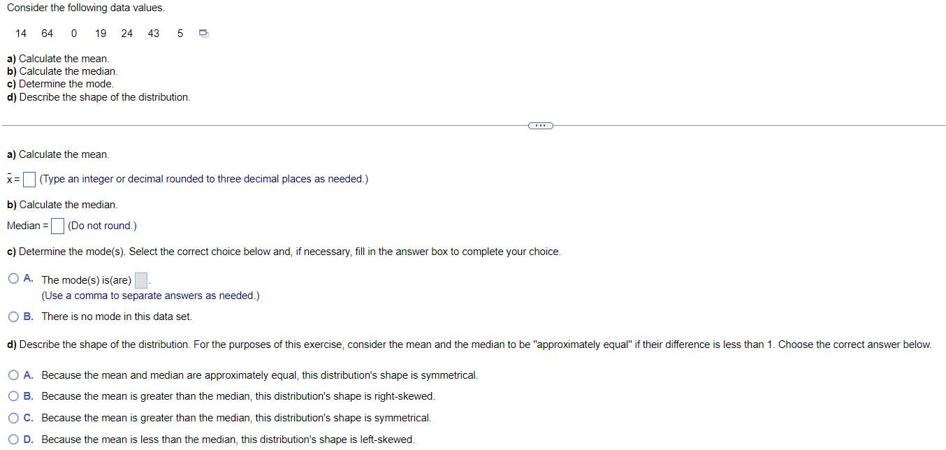 Solved Consider the following data | Chegg.com