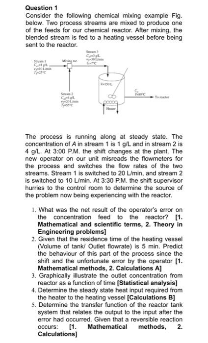 Solved Question 1 Consider the following chemical mixing | Chegg.com