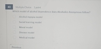 Solved Multiple Clivice 1 ﻿pointWhich model of alcohol | Chegg.com