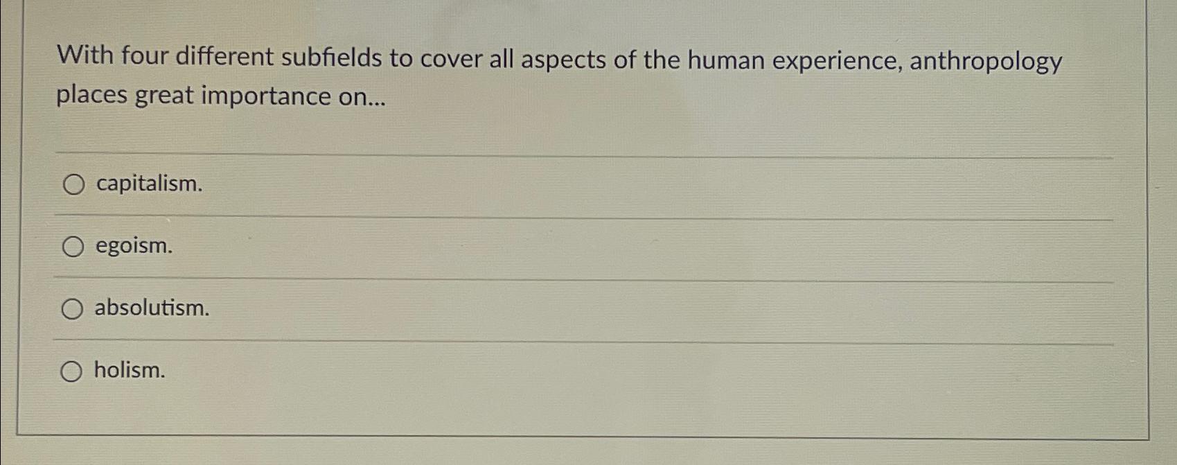 Solved With four different subfields to cover all aspects of | Chegg.com