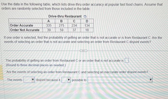 Solved Jse the data in the following table, which lists | Chegg.com