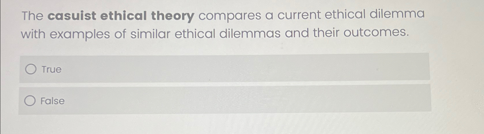 Solved The casuist ethical theory compares a current ethical | Chegg.com