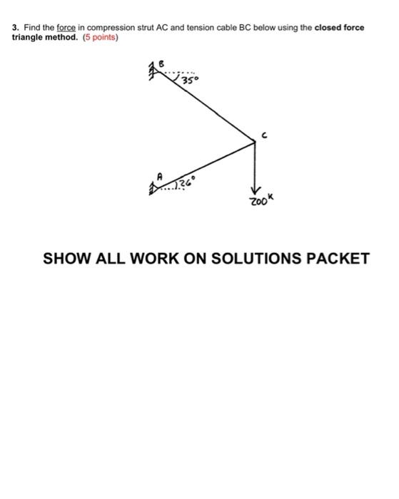 Solved 3. Find the force in compression strut AC and tension | Chegg.com