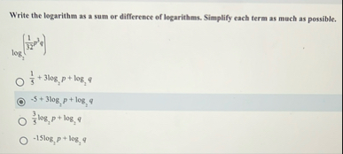 Solved Write the logarithm as a sum or difference of | Chegg.com