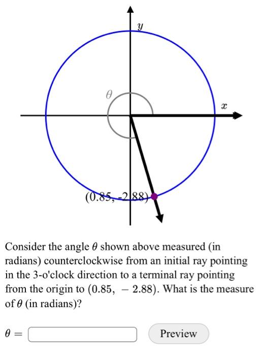 Solved Consider the angle θ shown above measured (in | Chegg.com