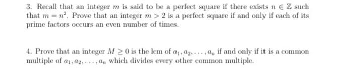 Solved 3. Recall that an integer m is said to be a perfect | Chegg.com