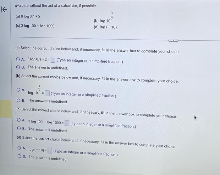 Solved Evaluate without the aid of a calculator, if | Chegg.com