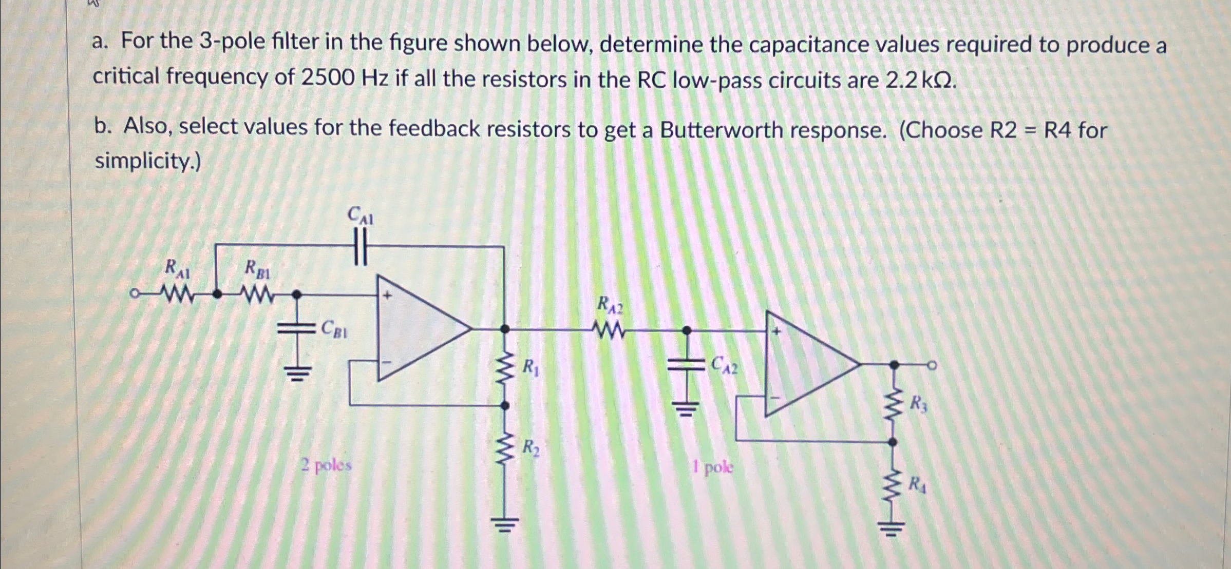 Solved a. ﻿For the 3-pole filter in the figure shown below, | Chegg.com