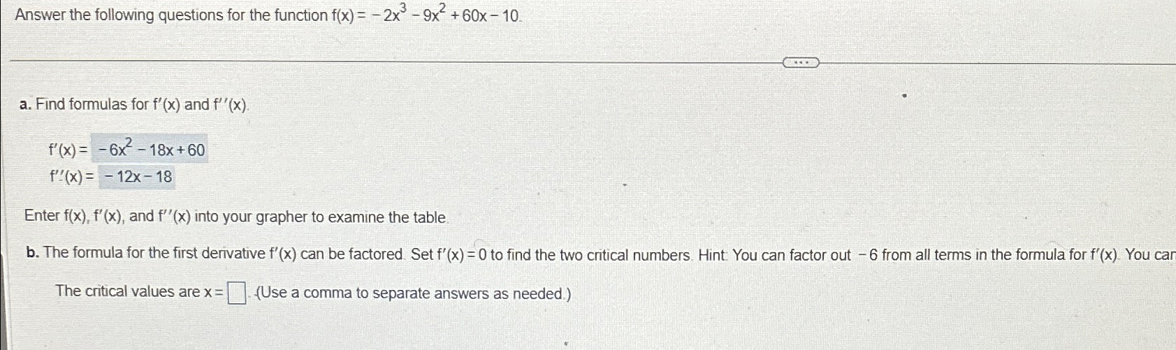 Solved Answer the following questions for the function | Chegg.com