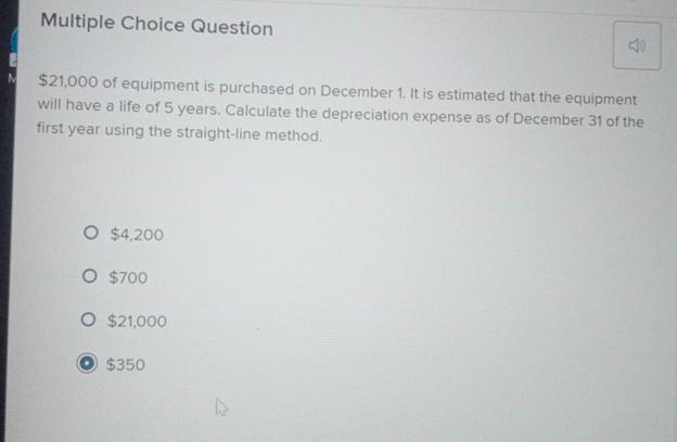 Solved Multiple Choice Question$21,000 ﻿of equipment is | Chegg.com