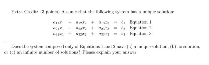 Solved a11x1+a12x2+a13x3=b1 Equation 1 a21x1+a22x2+a23x3=b2 | Chegg.com