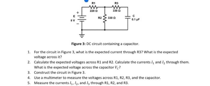 Solved Figure 3: DC circuit containing a capacitor. 1. For | Chegg.com