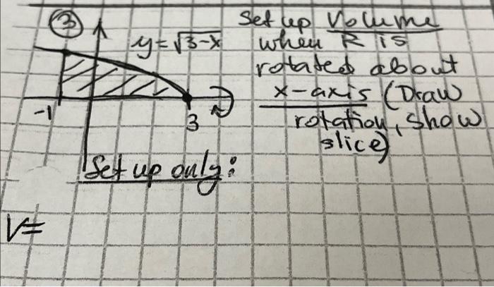 Solved set up volume when R is rotated about x-axis (draw | Chegg.com