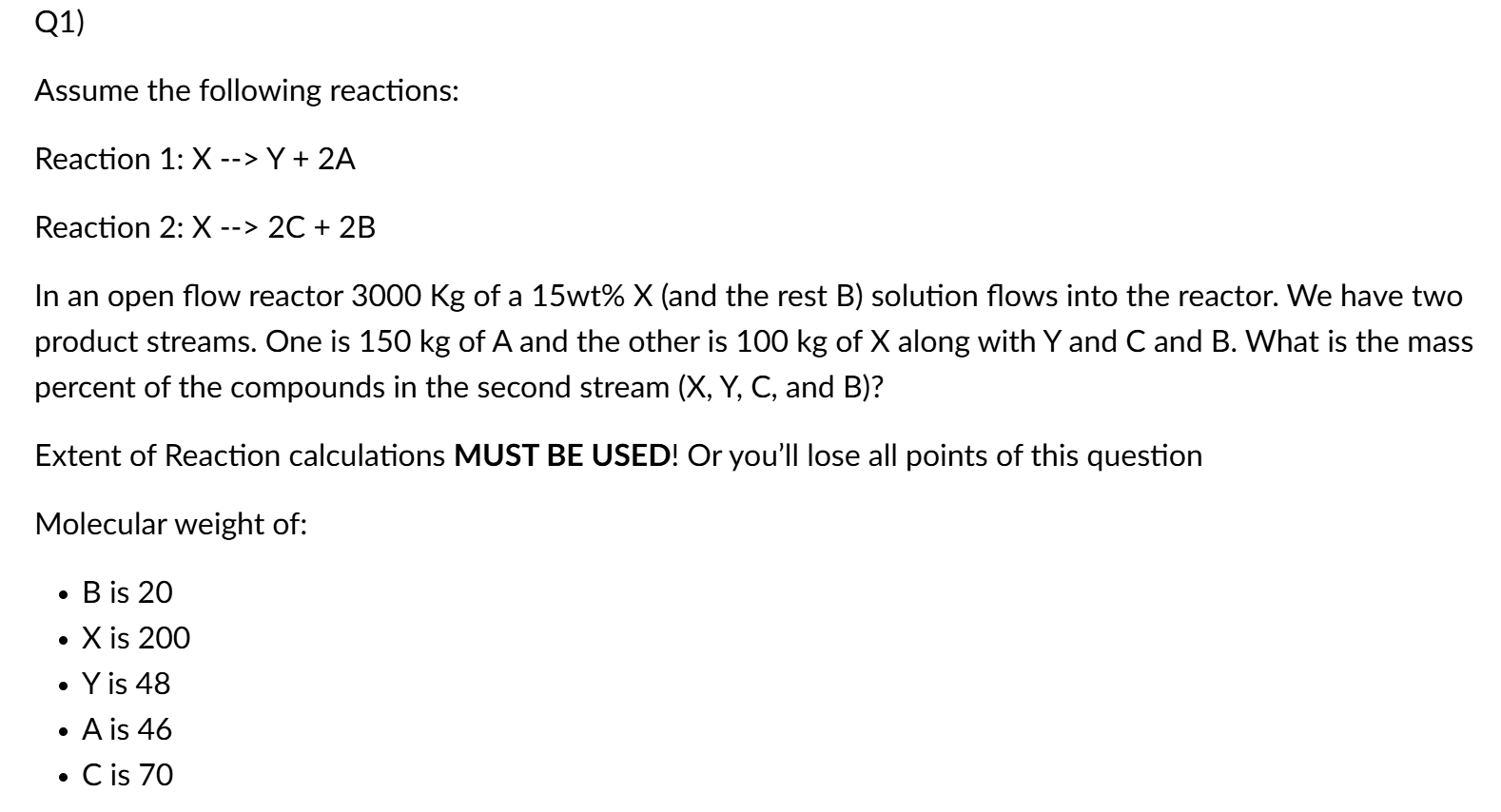 Solved Q1) ﻿Assume the following reactions: Reaction 1: \( | Chegg.com