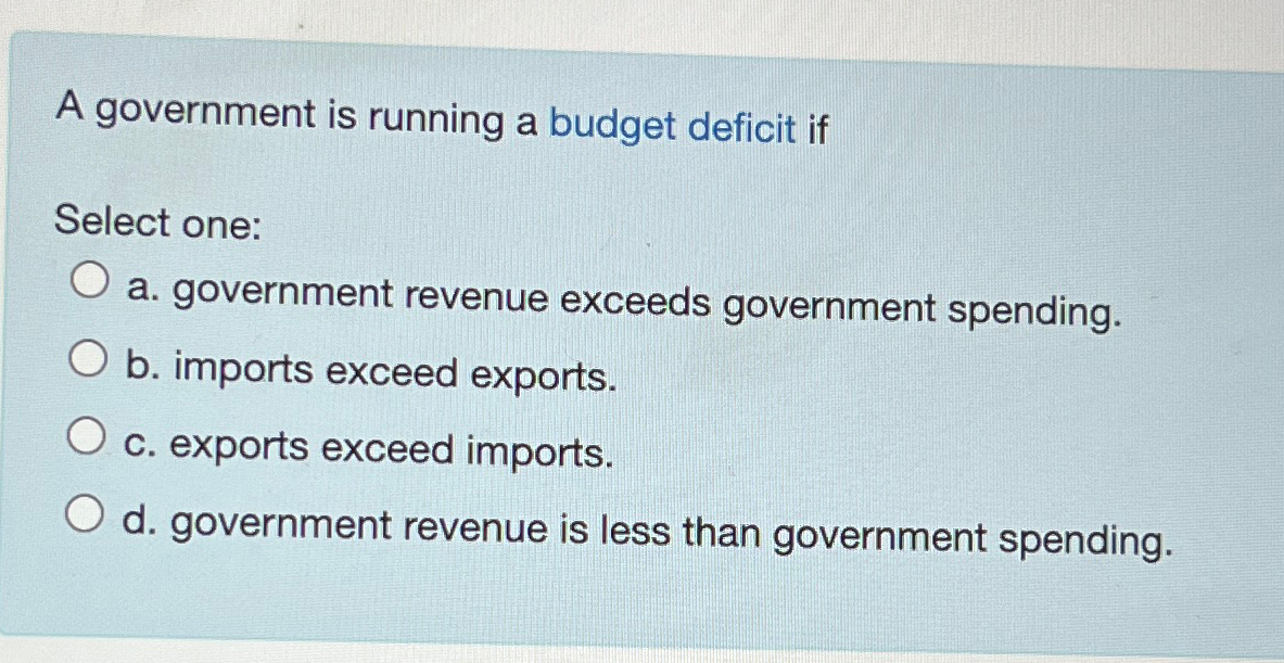 Solved A government is running a budget deficit ifSelect | Chegg.com