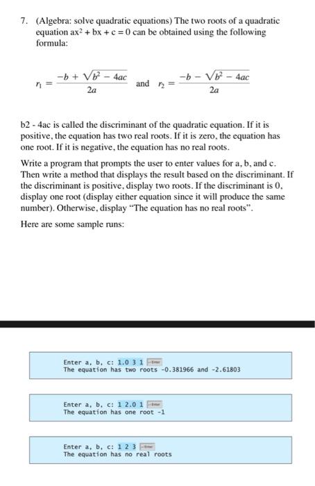 Solved 7. (Algebra: solve quadratic equations) The two roots | Chegg.com