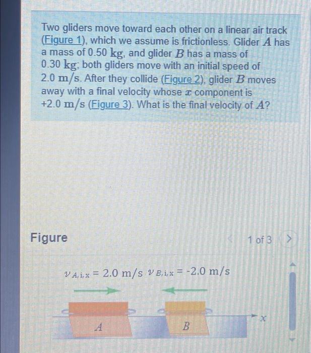 Solved Two gliders move toward each other on a linear air | Chegg.com