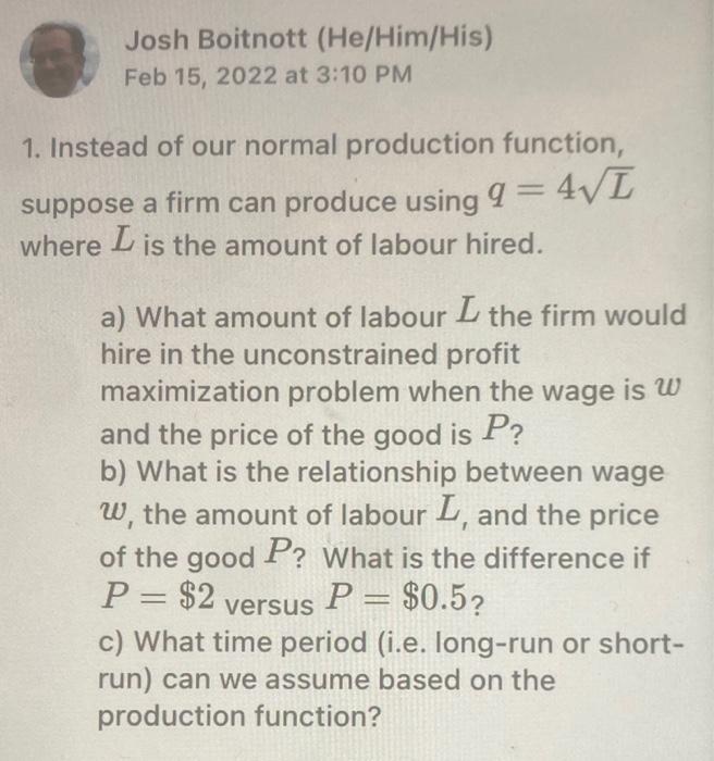 Solved Josh Boitnott (He/Him/His) Feb 15, 2022 at 3:10 PM 1. | Chegg.com