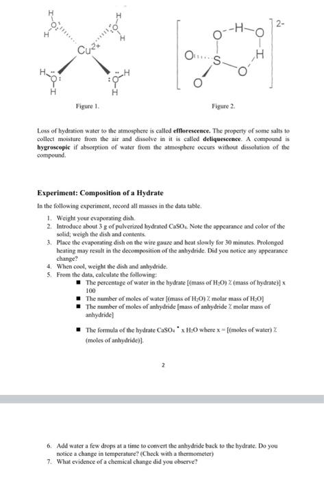 Experiment: Hydrates Lab Hydrates are substances | Chegg.com