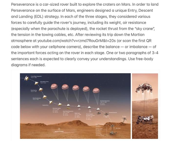 Solved Perseverance is a car-sized rover built to explore | Chegg.com