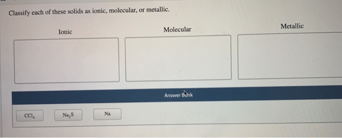 Solved Classify cach of these solids as ionic, molecular, or | Chegg.com