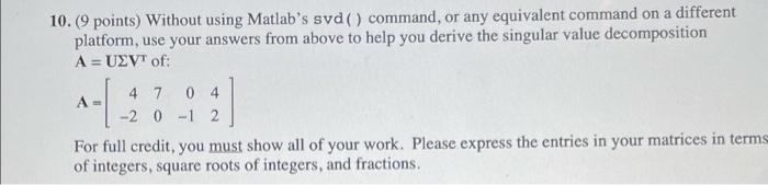 Solved 10.(9 points) Without using Matlab's syd() command, | Chegg.com